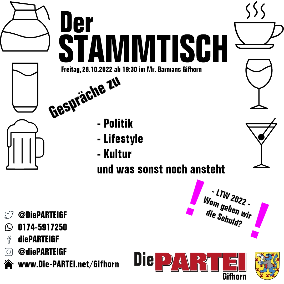 Stammtisch Gifhorn am 28.10.2022 | Die PARTEI Gifhorn