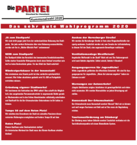 Das sehr gute Wahlprogramm 2020! | Die PARTEI Oer-Erkenschwick
